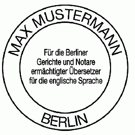 Dolmetscherstempel für Englisch in Berlin - Stempel Onlineshop