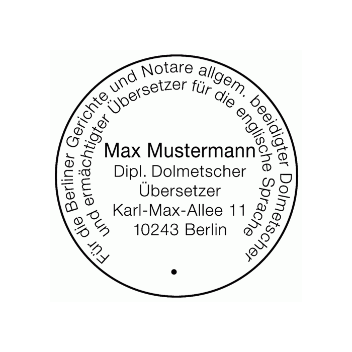 Dolmetscherstempel Englisch in Berlin - Stempel Onlineshop